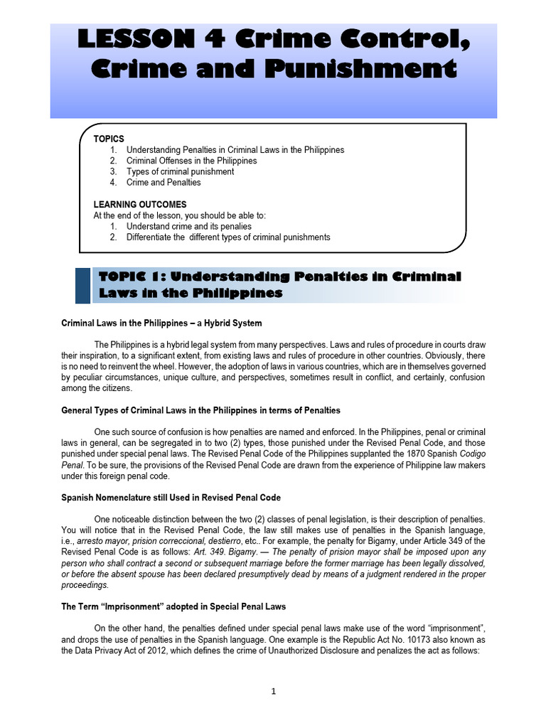 CPDC Lesson 4 | PDF | Crimes | Crime & Violence