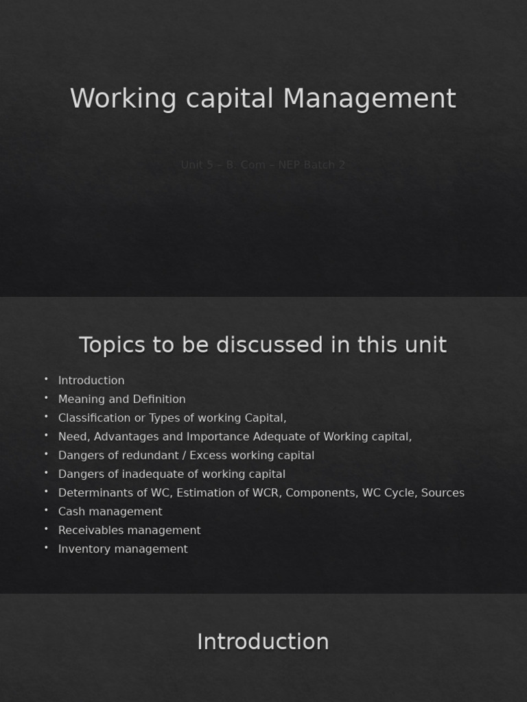 Working Capital Management Overview | PDF