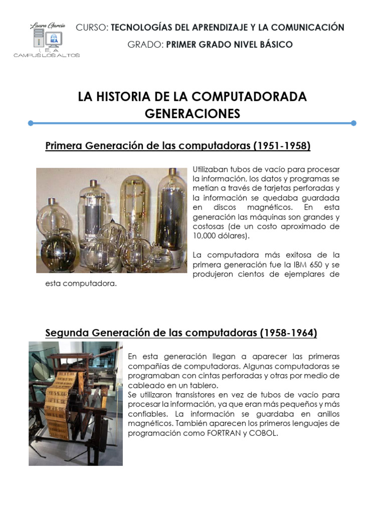 La Historia de La Computadorada-Generaciones | PDF | Electrónica ...