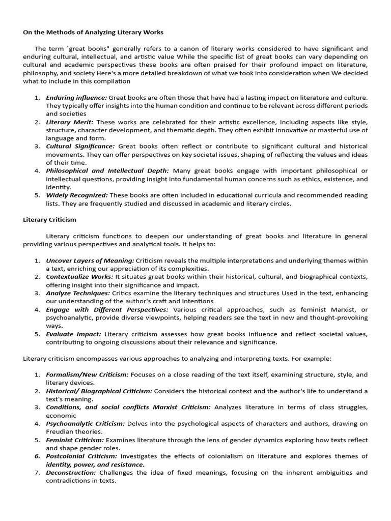 On The Methods of Analyzing Literary Works | PDF | Psychoanalysis ...
