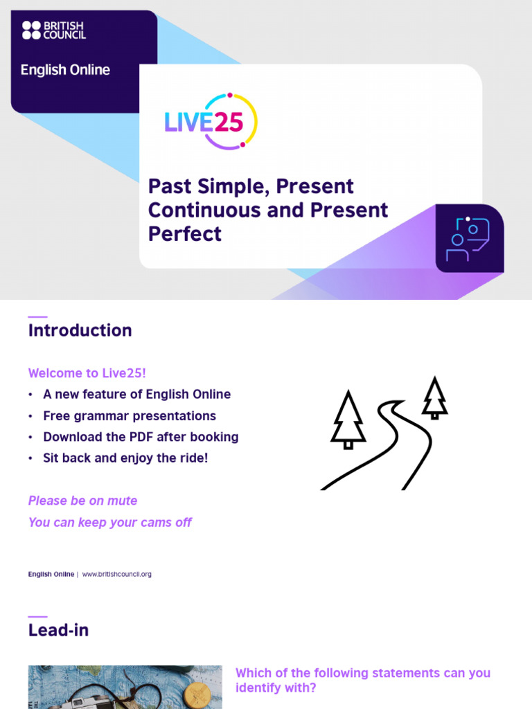 Live25 Present Perf, Present Cont. and Past Simple | PDF | Question ...