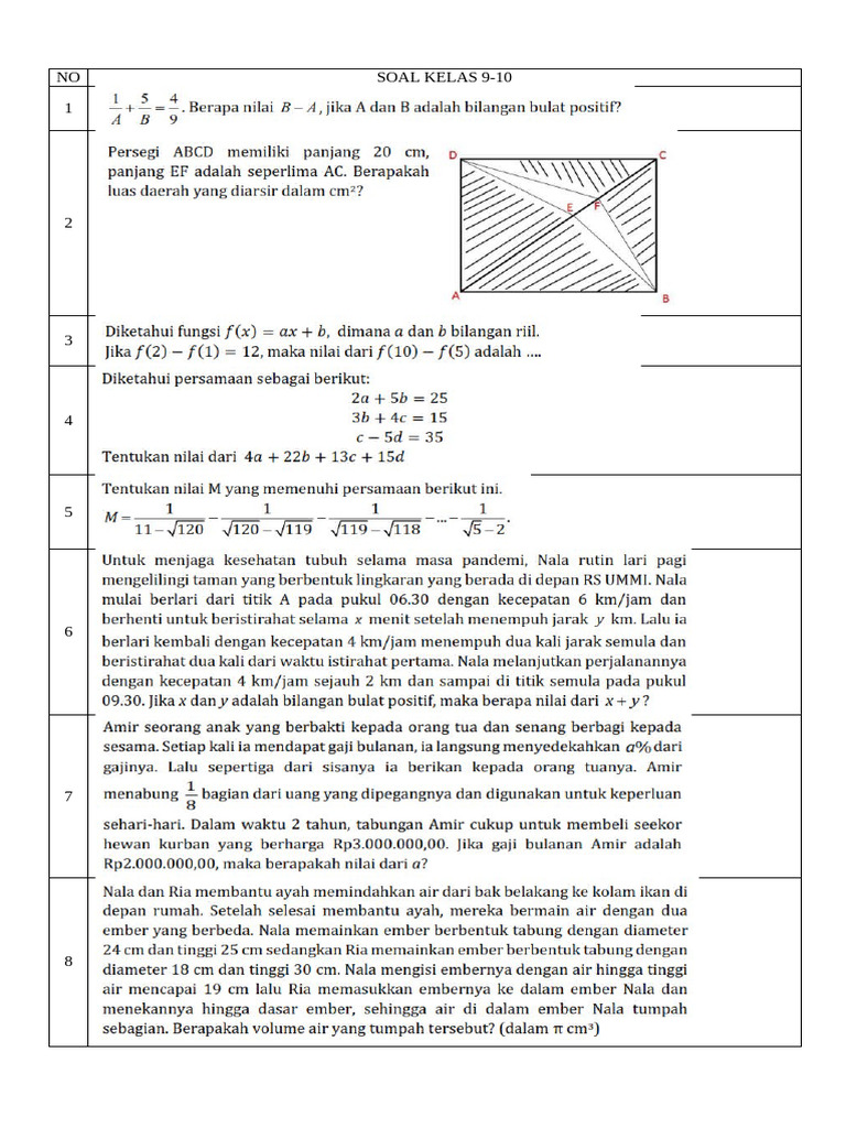 Soal Final KMS Kelas 9-10 | PDF