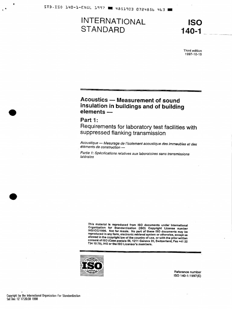 Iso 140 - 1-1997 | PDF