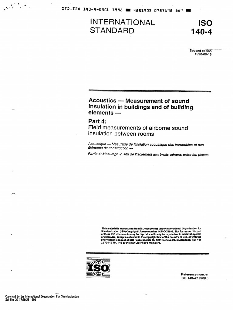 Iso 140 - 4-1998 | PDF