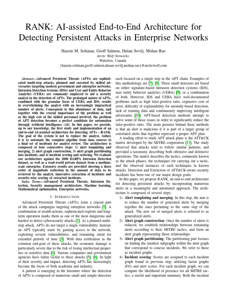RANK AI-Assisted End-To-End Architecture For Detecting Persistent ...
