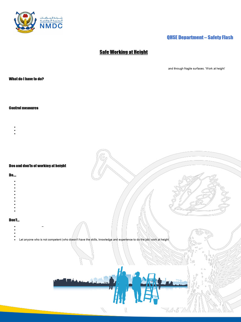 4.6 Safety Flash - Safe Working at Height | PDF | Risk | Ladder