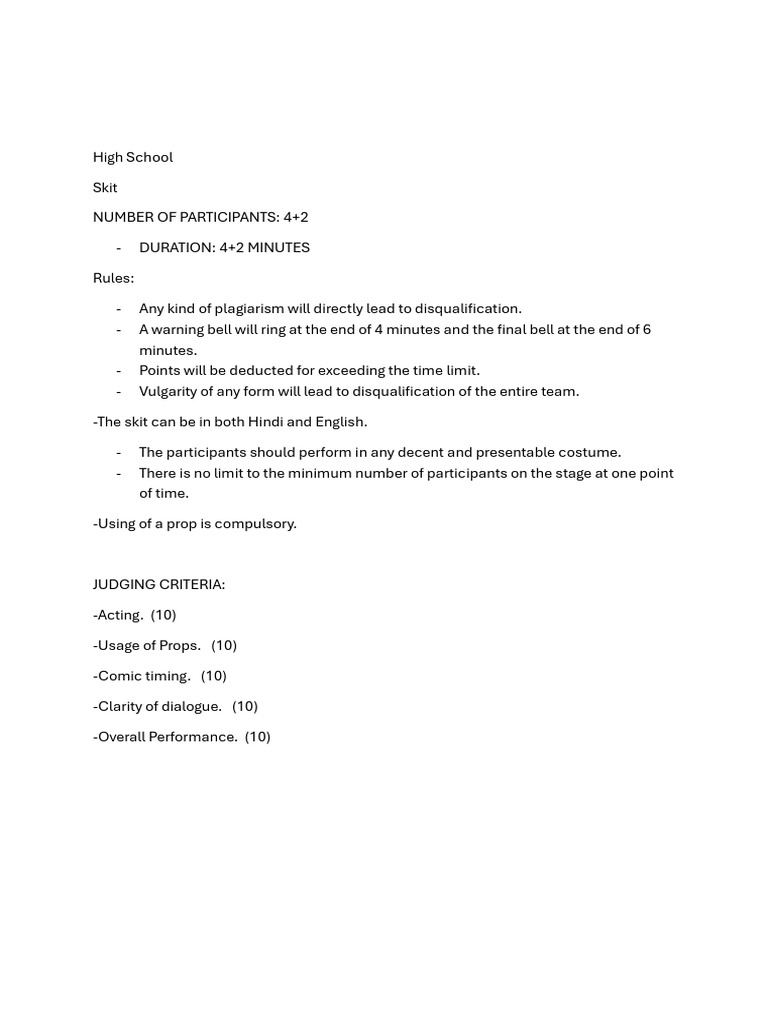 Talent Contest High School Skit | PDF