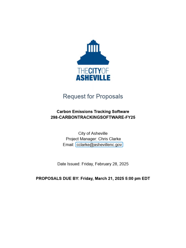 Asheville RFP for Carbon Tracking Software | PDF | E Verify | Indemnity