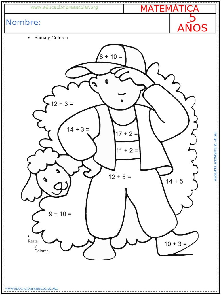 Aprendo Jugando La Suma y Resta para Niños de 5 Años | PDF