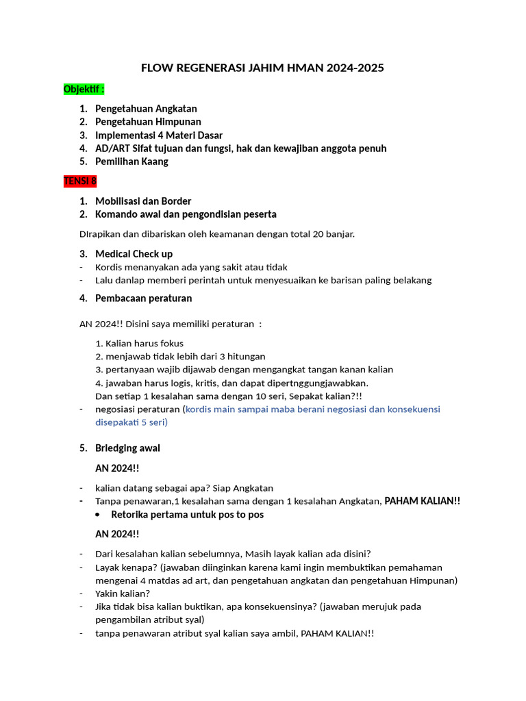 Regenerasi Himpunan 2024-2025: Proses dan Evaluasi | PDF
