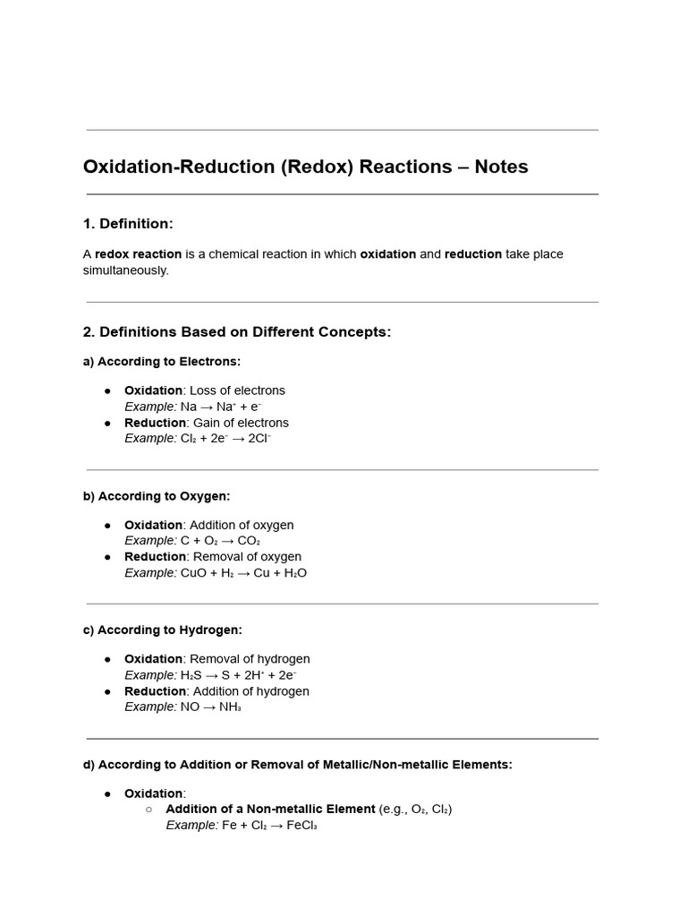 Oxidation Reduction Reactions | PDF | Redox | Antioxidant