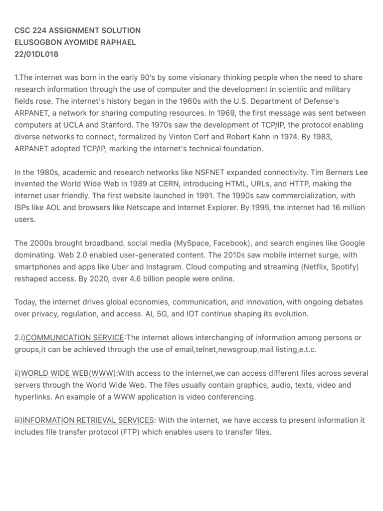 CSC 224 Assignment Solution | PDF