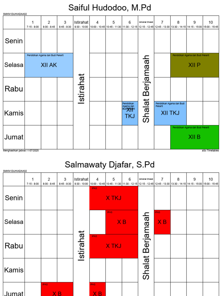 Jadwalrevisi Perguru 2025-2026 | PDF