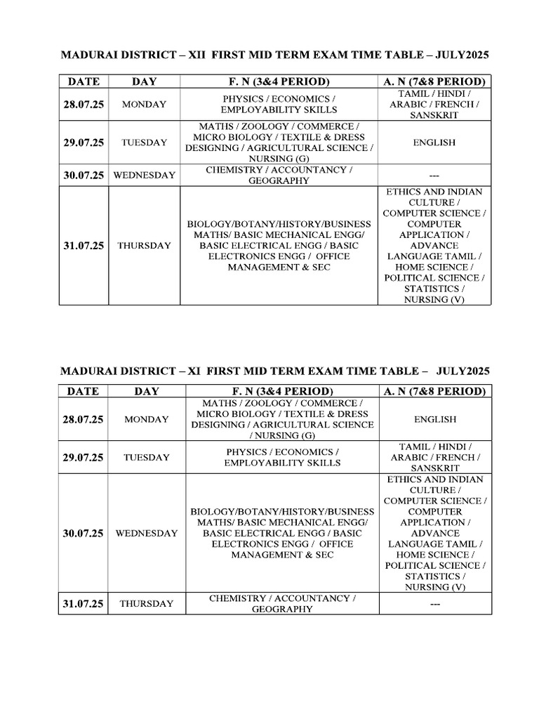 Time Table | PDF