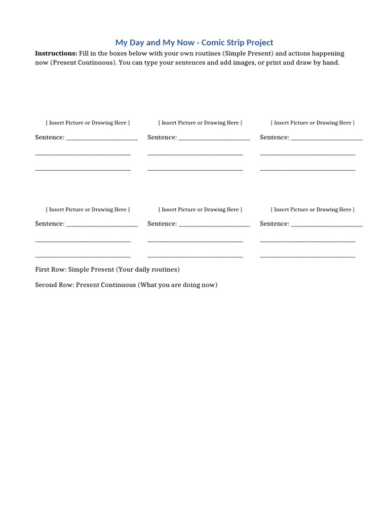 Daily Routine Comic Strip Project | PDF