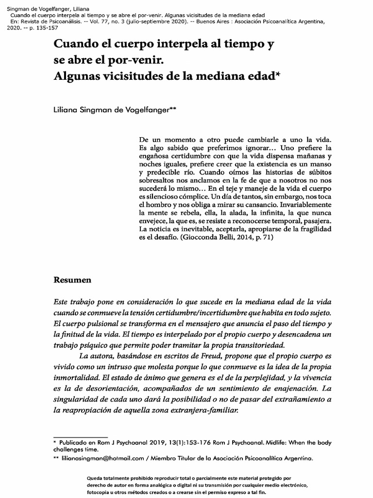 Singman, L. 2020 Cuando El Cuerpo Interpela Al Tiempo y Se Abre | PDF