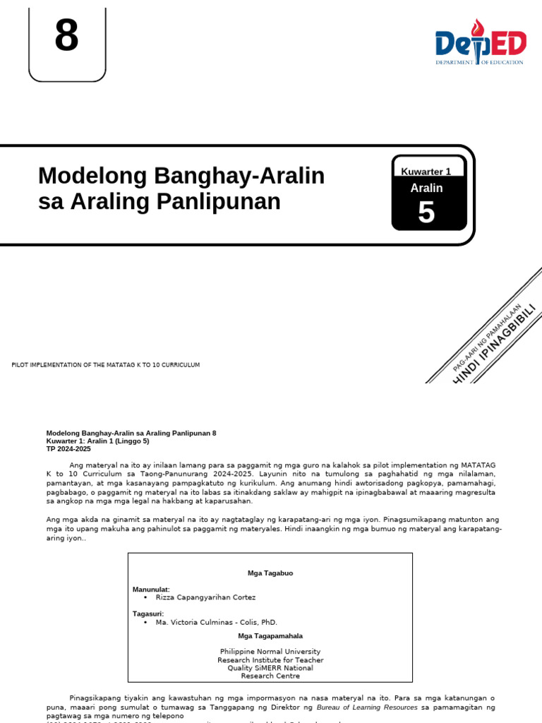 Q1 LE AP8 Lesson5 Week5 | PDF