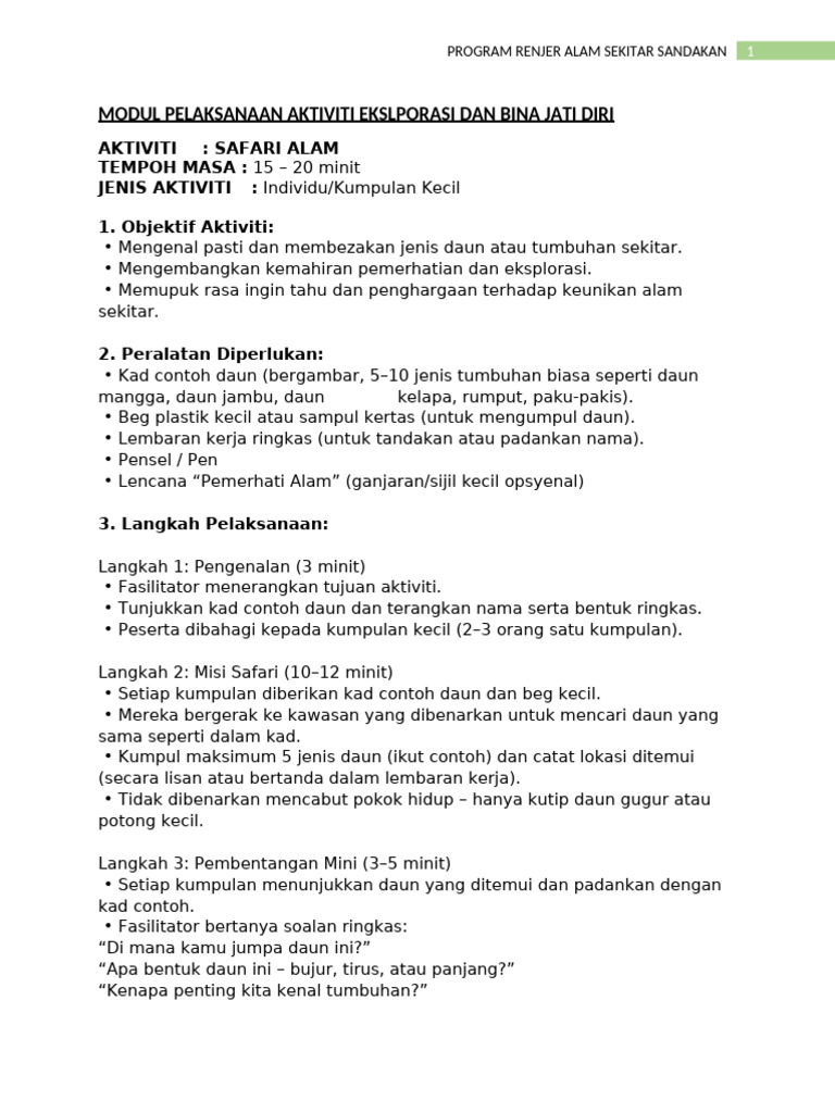 Modul Program Renjer | PDF