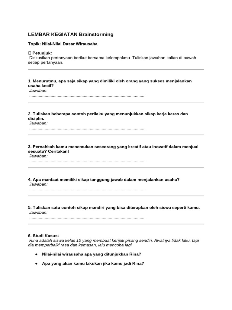Lembar Kegiatan Brainstorming | PDF