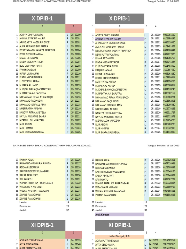 NEW - Daftar Hadir Dan Nilai Siswa 2025-2026 - Fix | PDF