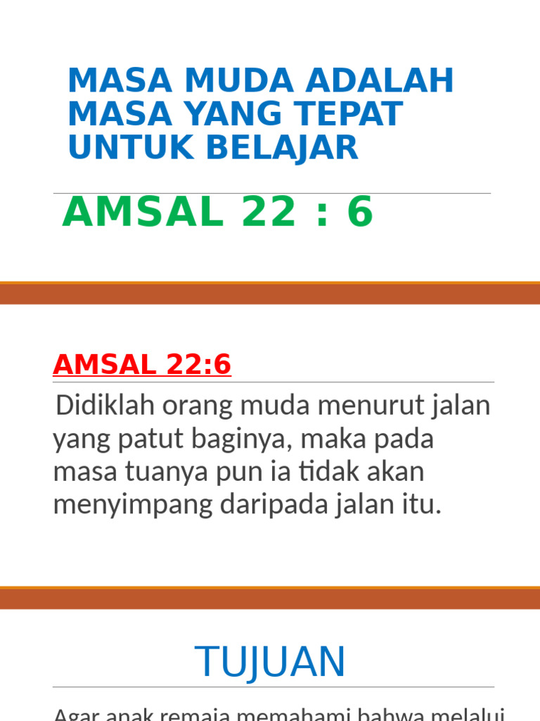 Masa Muda Adalah Masa Yang Tepat Untuk Belajar 13 Juli 2025 | PDF