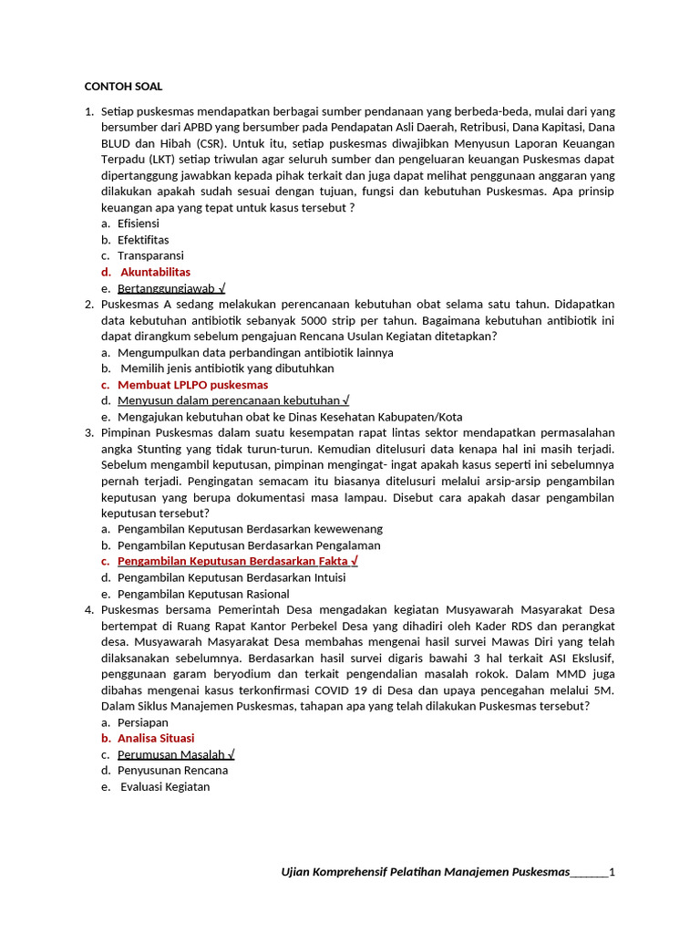 Contoh Soal Kompre Ibu | PDF