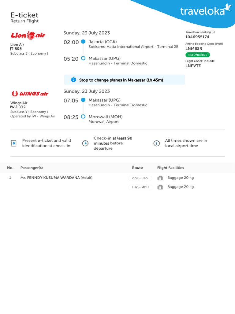 Patri Moh Lnpvte CGK Flight Returning | PDF | Airlines | Transport