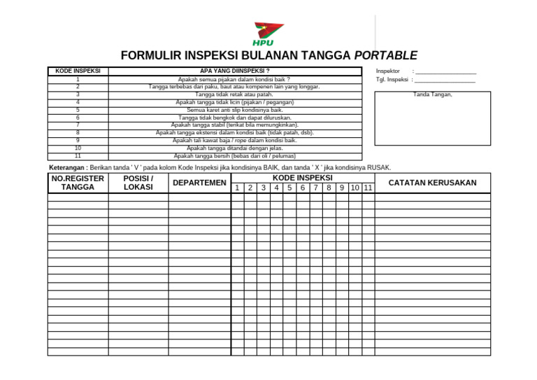 Formulir Inspeksi Tangga Portable | PDF
