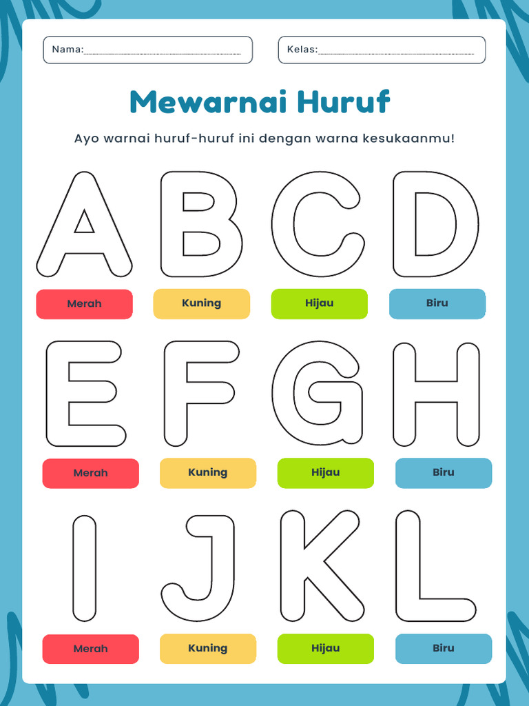 Mewarnai Huruf Abjad untuk Anak PAUD | PDF