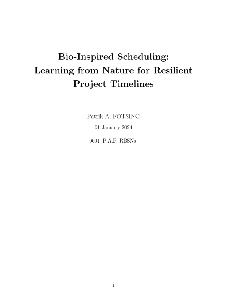 Bio-Inspired Scheduling Learning From Nature For Resilient Project ...