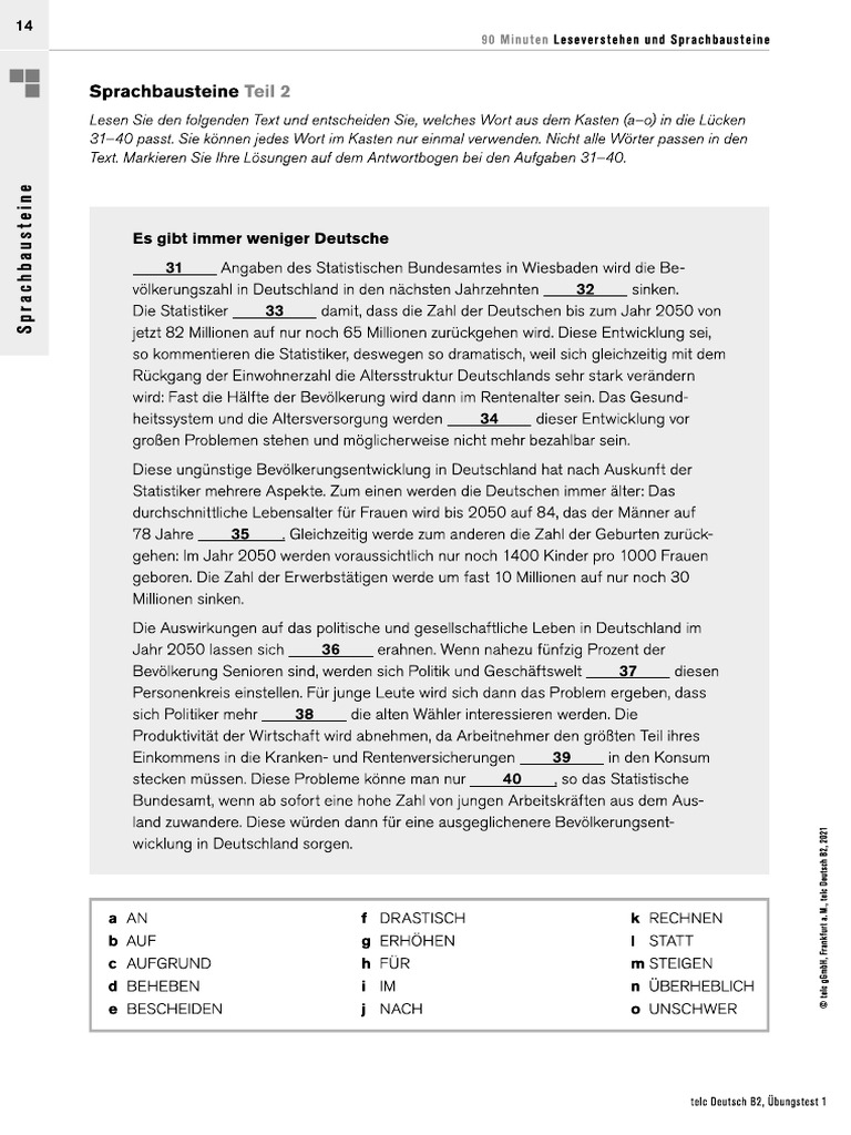 Sprachbausteine 4 B2 | PDF