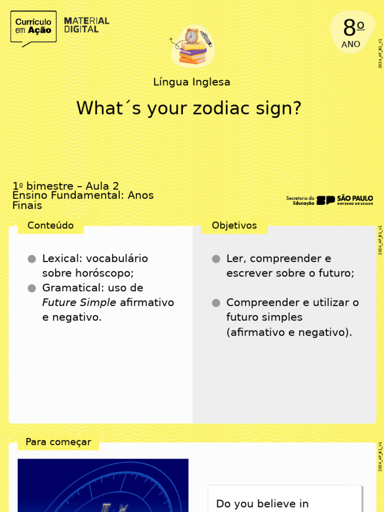 2º Aula - 8º Ano - What S Your Zodiac Sign | PDF | Astrological Sign ...
