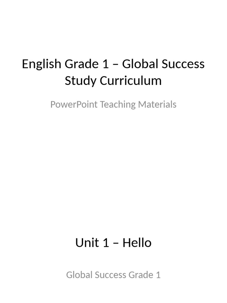 Global Success Grade1 Curriculum Extended | PDF | Vocabulary | Lesson Plan