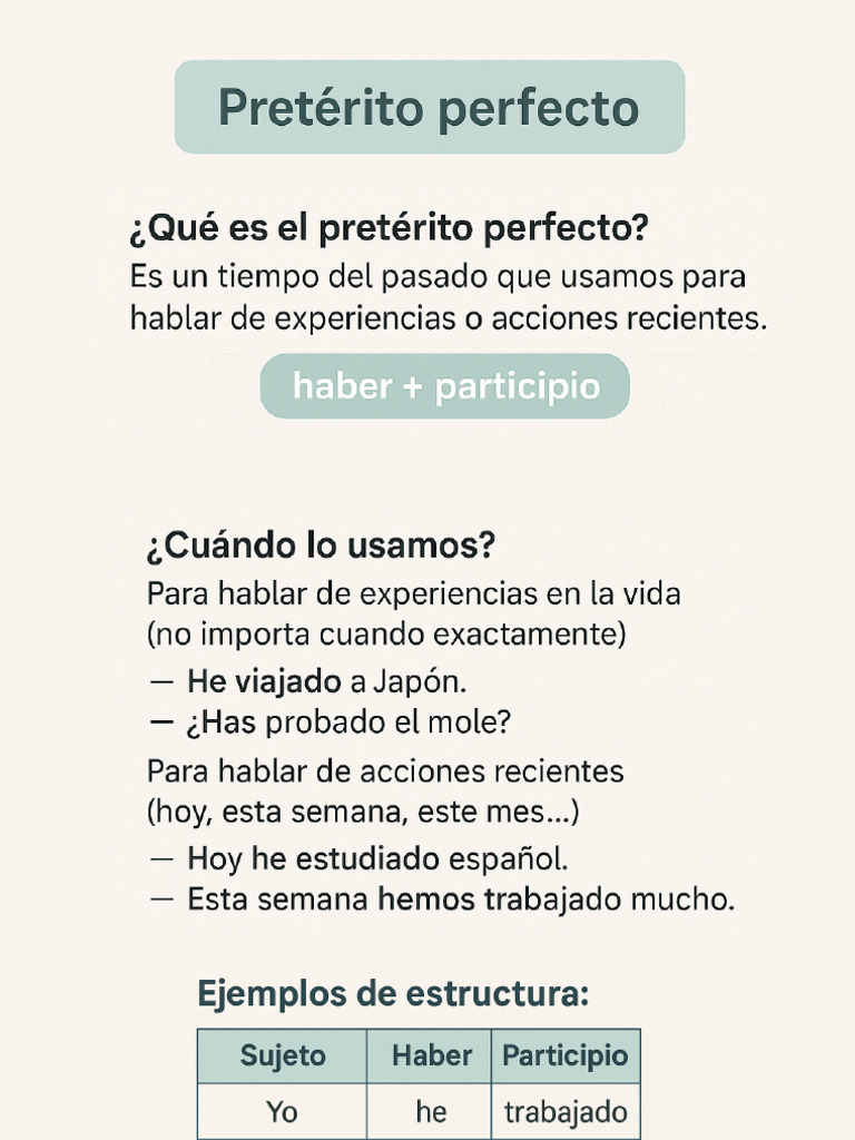 Actividad Pretérito Perfecto | PDF