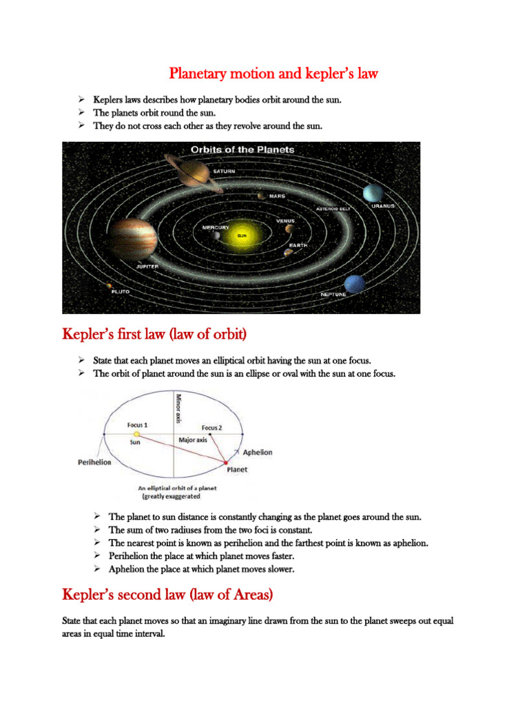 Grade 12 Physics Unit Two Planetary Motion and Kepler 2016 | PDF ...