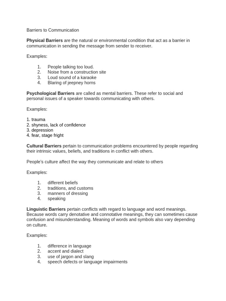 Understanding Barriers to Communication | PDF | Communication ...