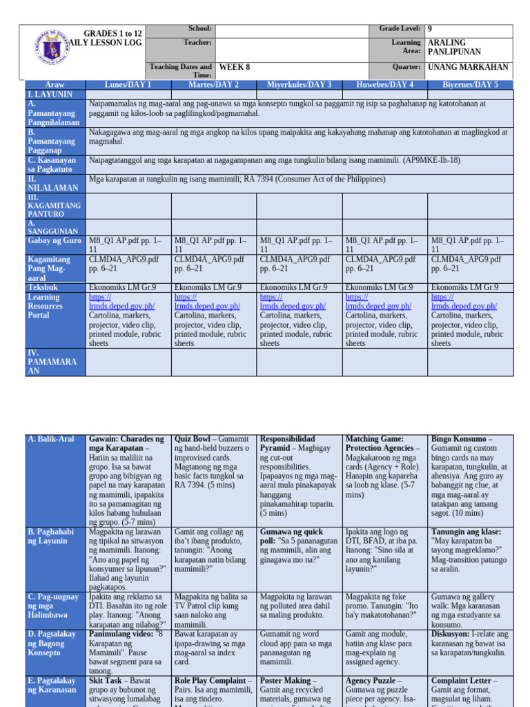 Q1-DLL Ap9 Week 8 | PDF