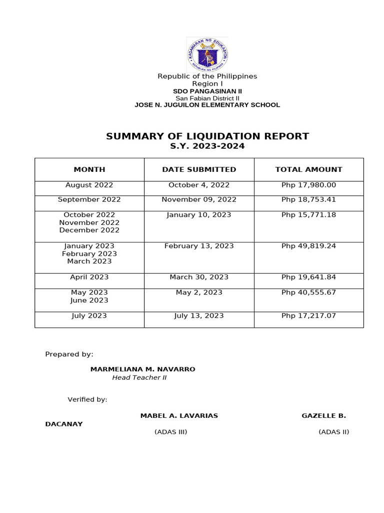 Liquidation Report Summary | PDF