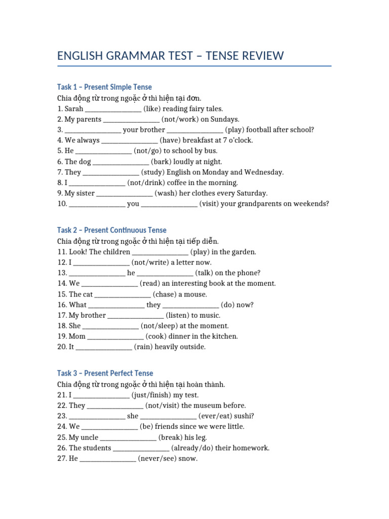 Grade 6 English Grammar Review | PDF