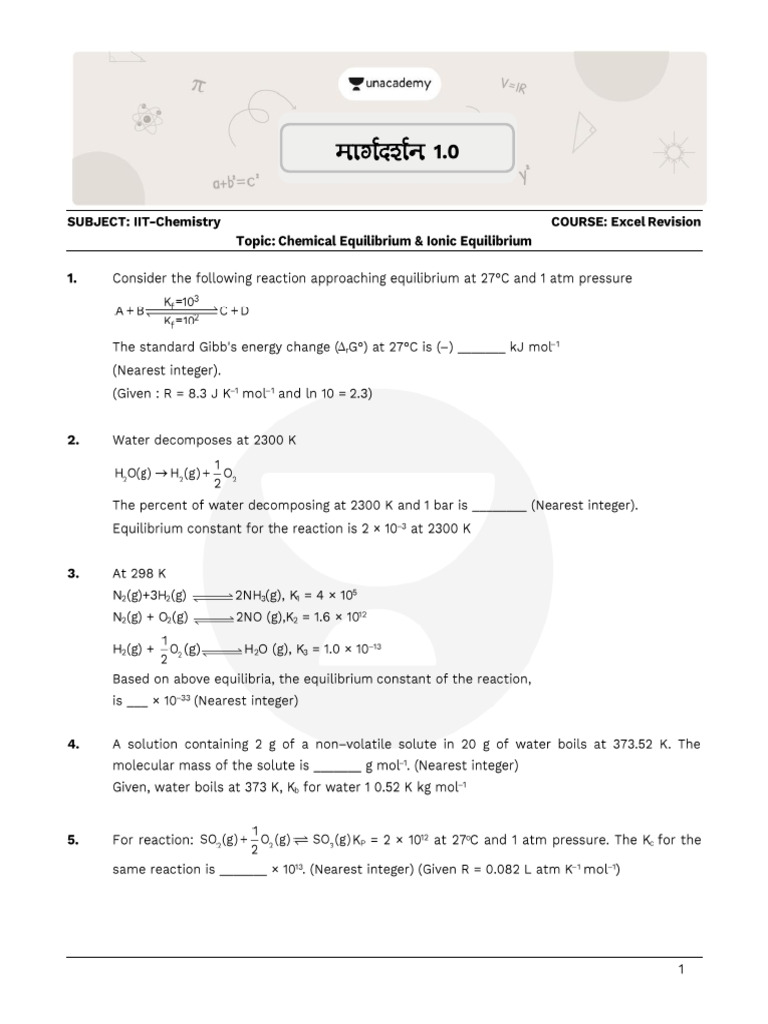 03 Chemical Equilibrium Ionic Equilibrium Faculty | PDF