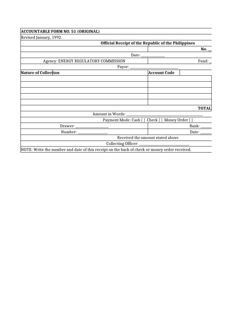 ERC Official Receipt Template | PDF