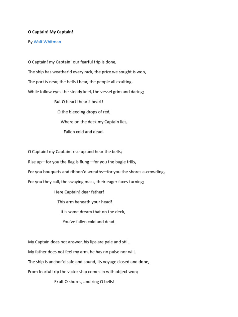 O Captain My Captain by Walt Whitman | PDF