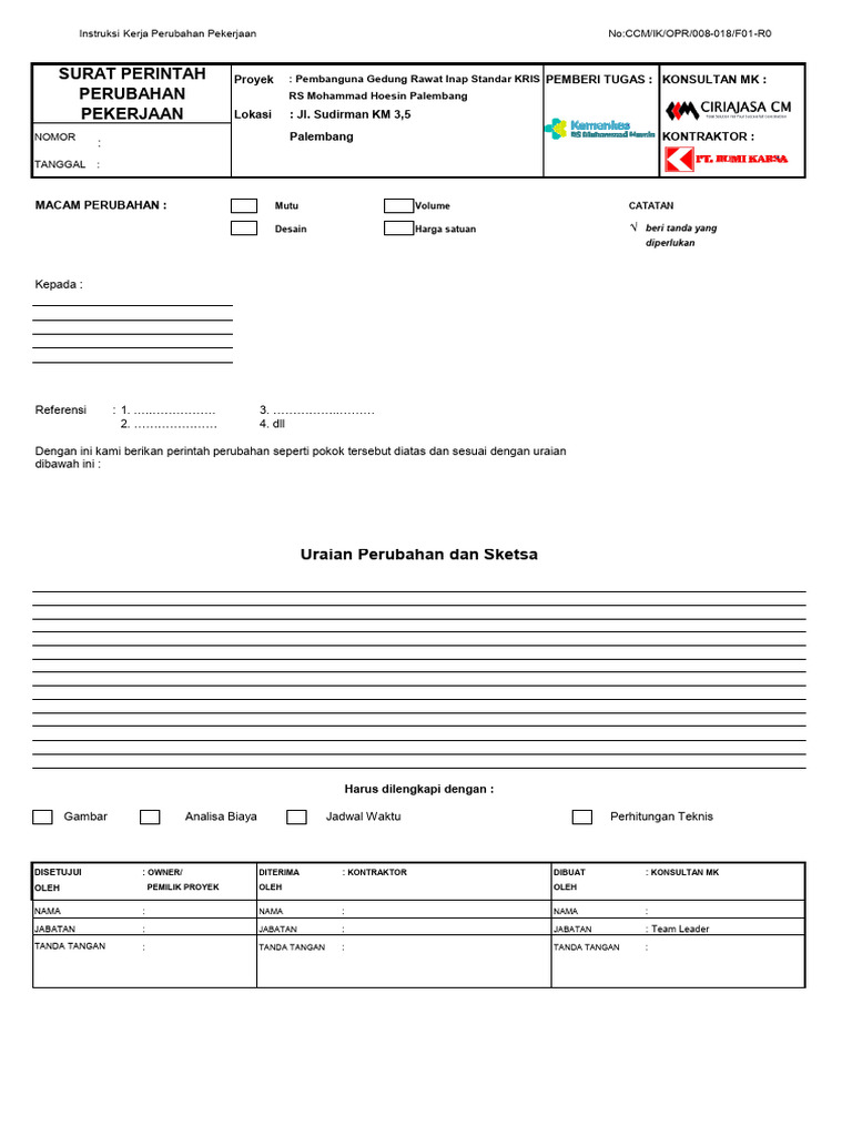 Form Surat Perintah Perubahan Pekerjaan | PDF
