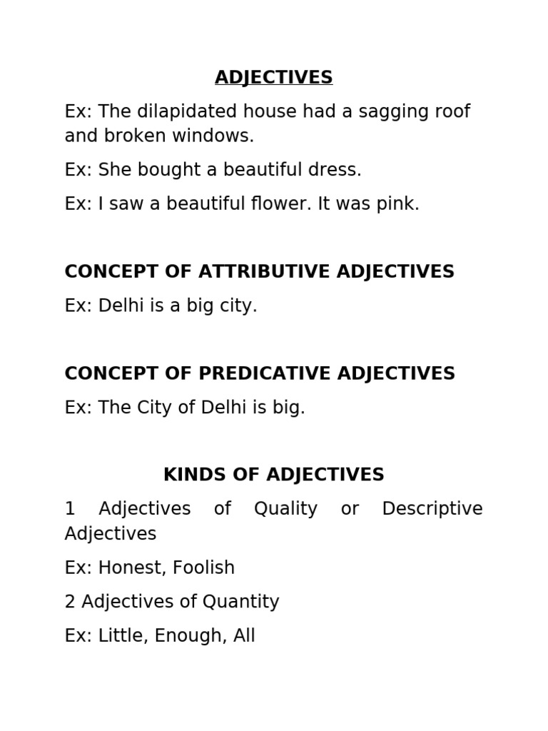 Understanding Adjectives and Their Types | PDF