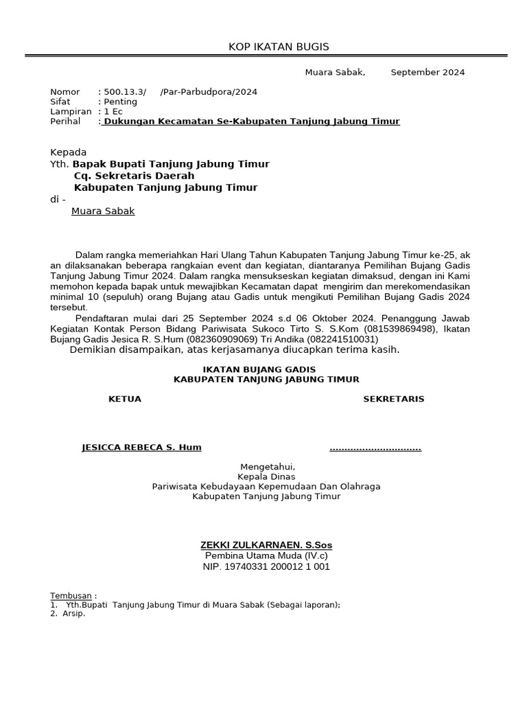 Setda Dukungan Bugis Cam | PDF