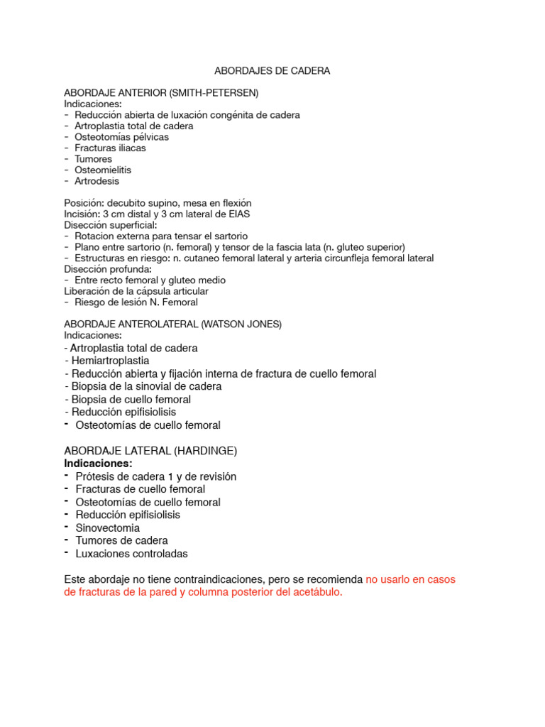 Abordaje Watson-Jones en Cadera | PDF | Anatomía humana | Anatomía del ...