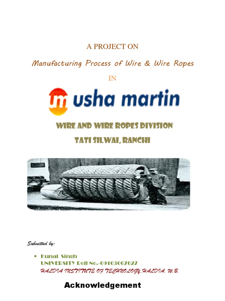 A Project On Manufacturing Process of Wire & Wire Ropes: Wire and Wire ...