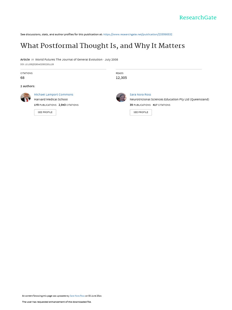 What Postformal Thought Is and Why It Matters | PDF | Paradigm | Thought