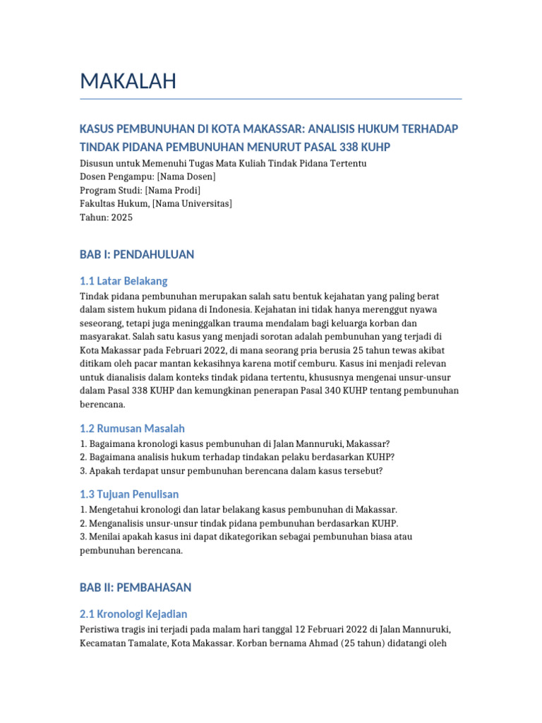 Analisis Hukum Kasus Pembunuhan Makassar | PDF