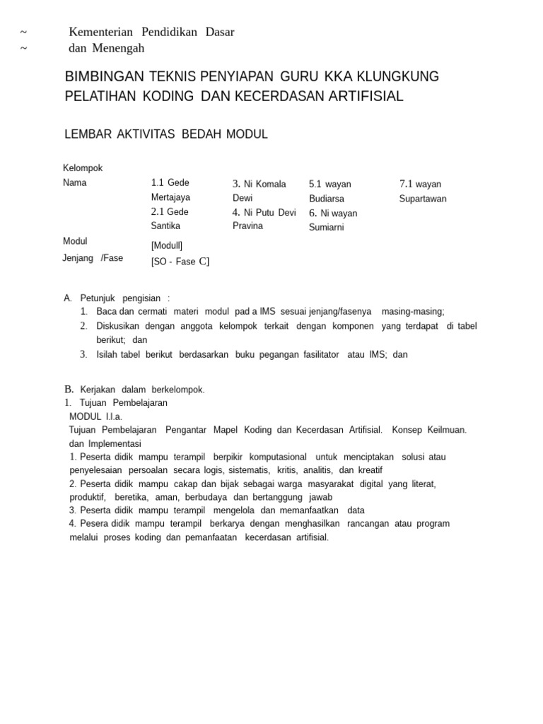 CP Dan TP - Modul 1-KKA | PDF